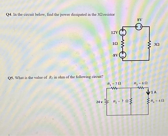 Solved Q4. In the circuit below, find the power dissipated | Chegg.com