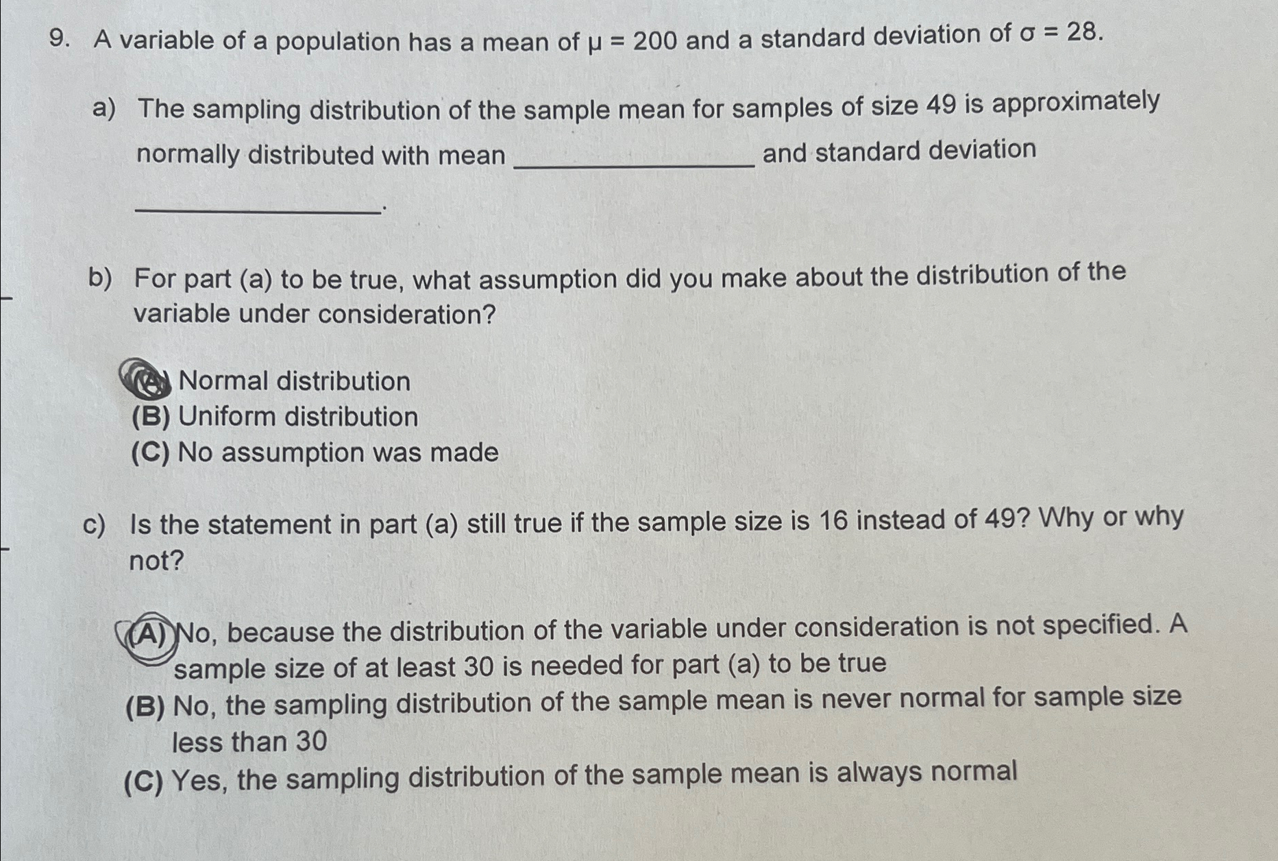 Solved A variable of a population has a mean of μ=200 ﻿and a | Chegg.com