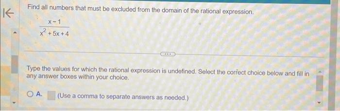 Solved Find all numbers that must be excluded from the | Chegg.com