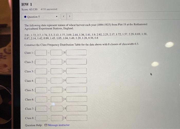 Solved HW 1 Score: 65/130 4/10 answered Question 5 The | Chegg.com