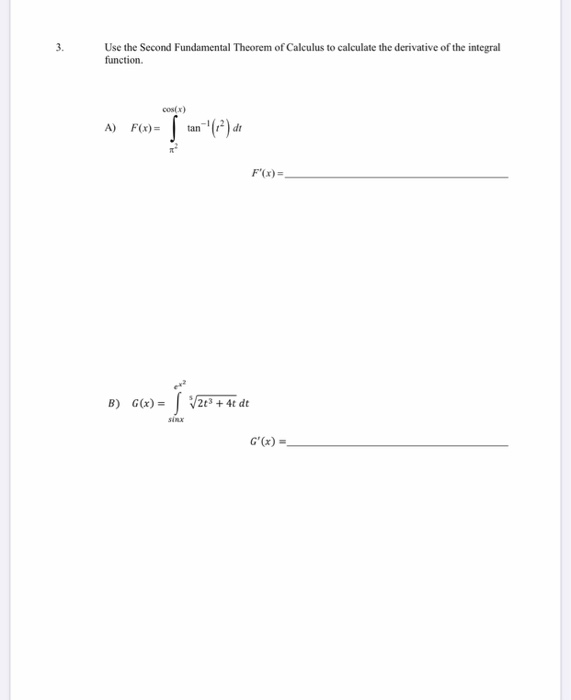Solved Use the Second Fundamental Theorem of Calculus to | Chegg.com