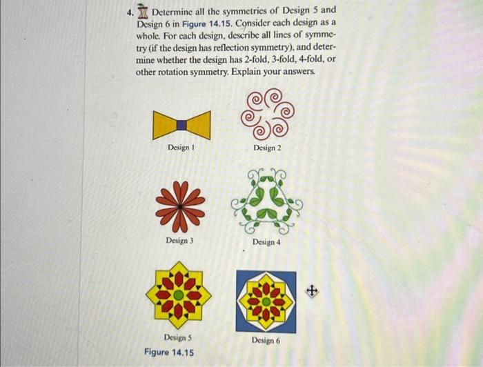 Solved 4. Determine all the symmetries of Design 5 and | Chegg.com