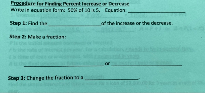 Solved Procedure for Finding Percent Increase or Decrease | Chegg.com