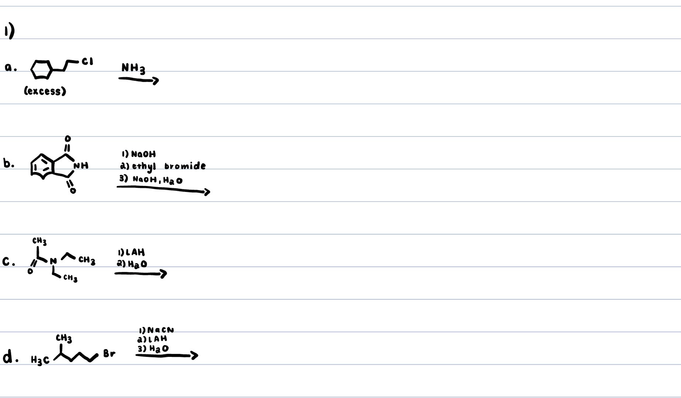 Solved Draw the product।)a. -Cl→NH3 (excess)NaOHethyl | Chegg.com