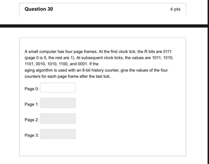 Solved A small computer has four page frames. At the first | Chegg.com