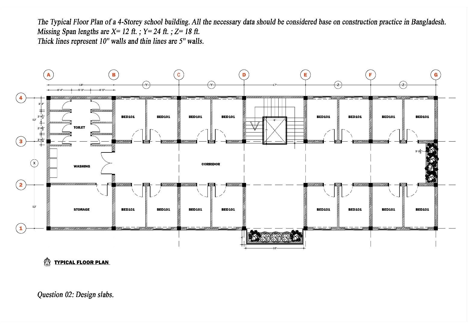 Solved The Typical Floor Plan of a 4-Storey school building. | Chegg.com