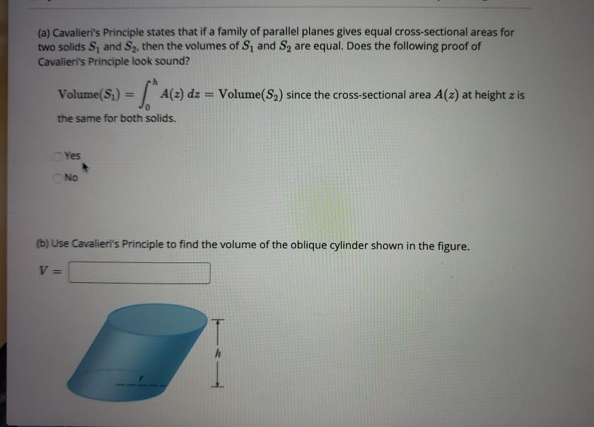 Solved (a) Cavalieri's Principle states that if a family of | Chegg.com