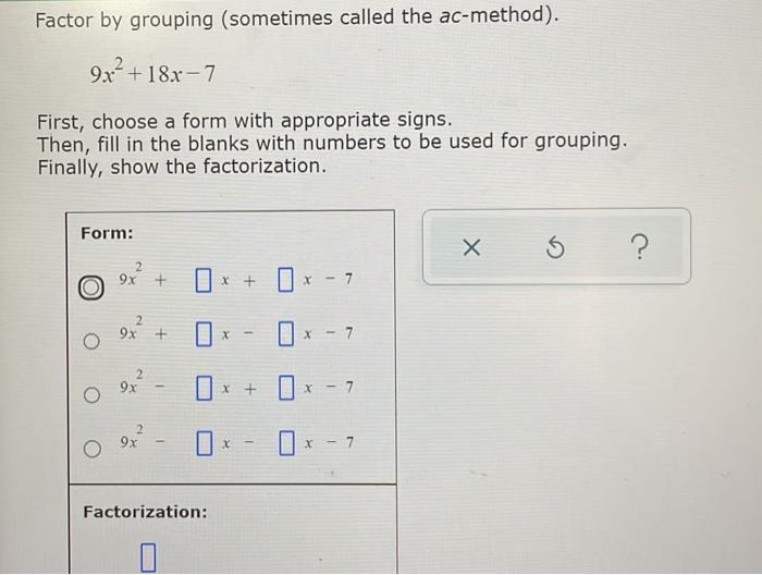 Solved Factor by grouping (sometimes called the ac-method). | Chegg.com