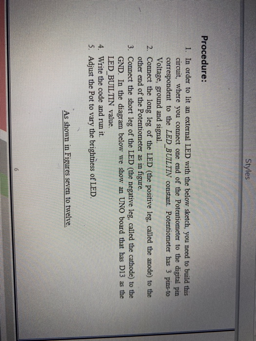 Brightness Control of LED using Potentiometer | Chegg.com