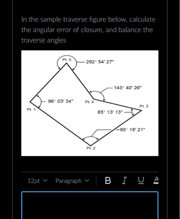 Solved In the sample traverse figure below, calculate the | Chegg.com