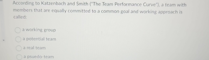 Solved According to Katzenbach and Smith ("The Team | Chegg.com