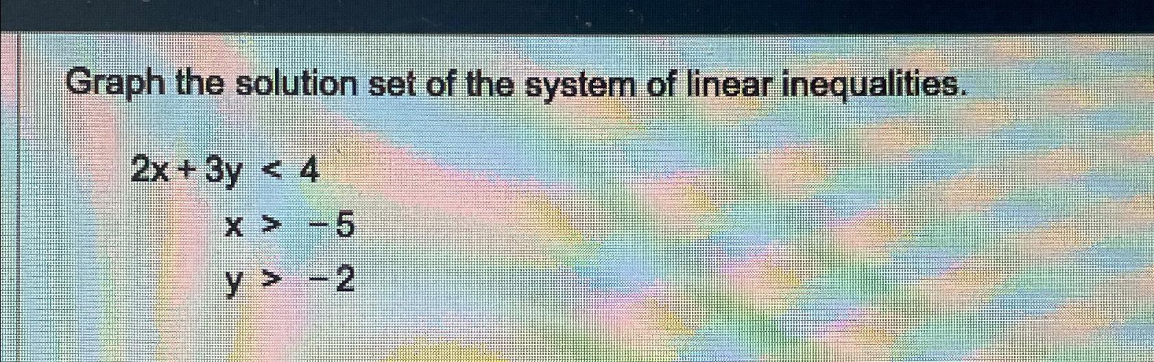 Solved Graph the solution set of the system of linear | Chegg.com