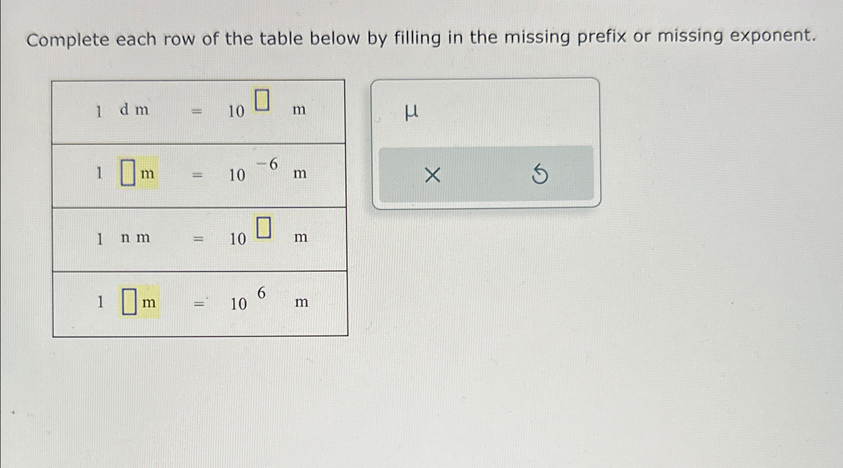 Solved Complete each row of the table below by filling in | Chegg.com