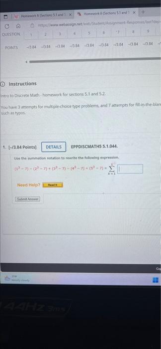 Solved ntro ta Discrete Math, homework for Sections 5.1 and | Chegg.com