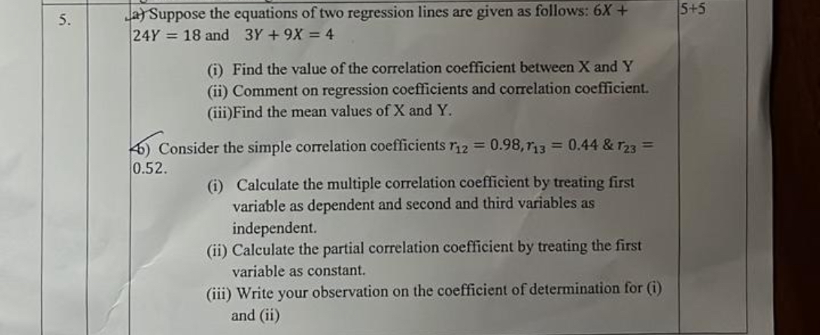 Solved a) ﻿Suppose the equations of two regression lines are | Chegg.com