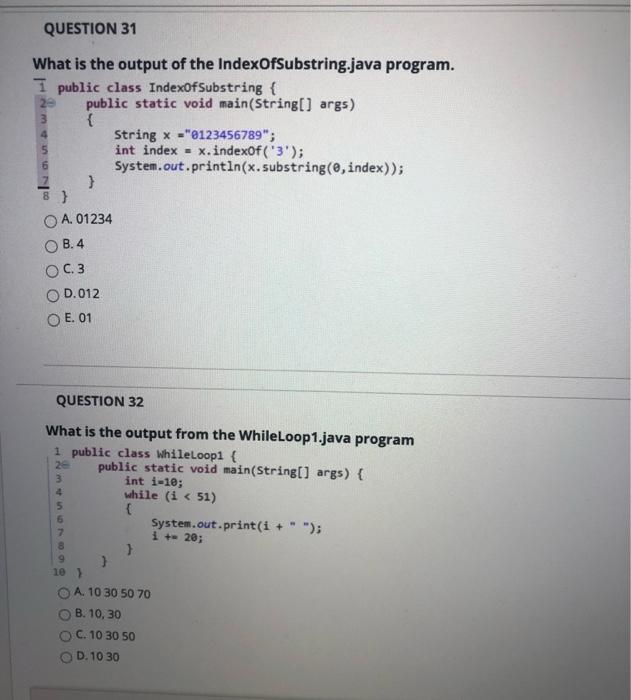 Solved QUESTION 31 3 4 What is the output of the | Chegg.com