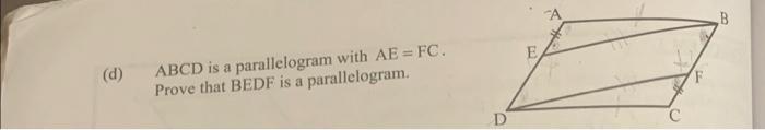 Solved (d) \\( \\mathrm{ABCD} \\) is a parallelogram with | Chegg.com