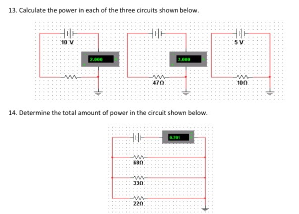 Solved 13. Calculate the power in each of the three circuits | Chegg.com