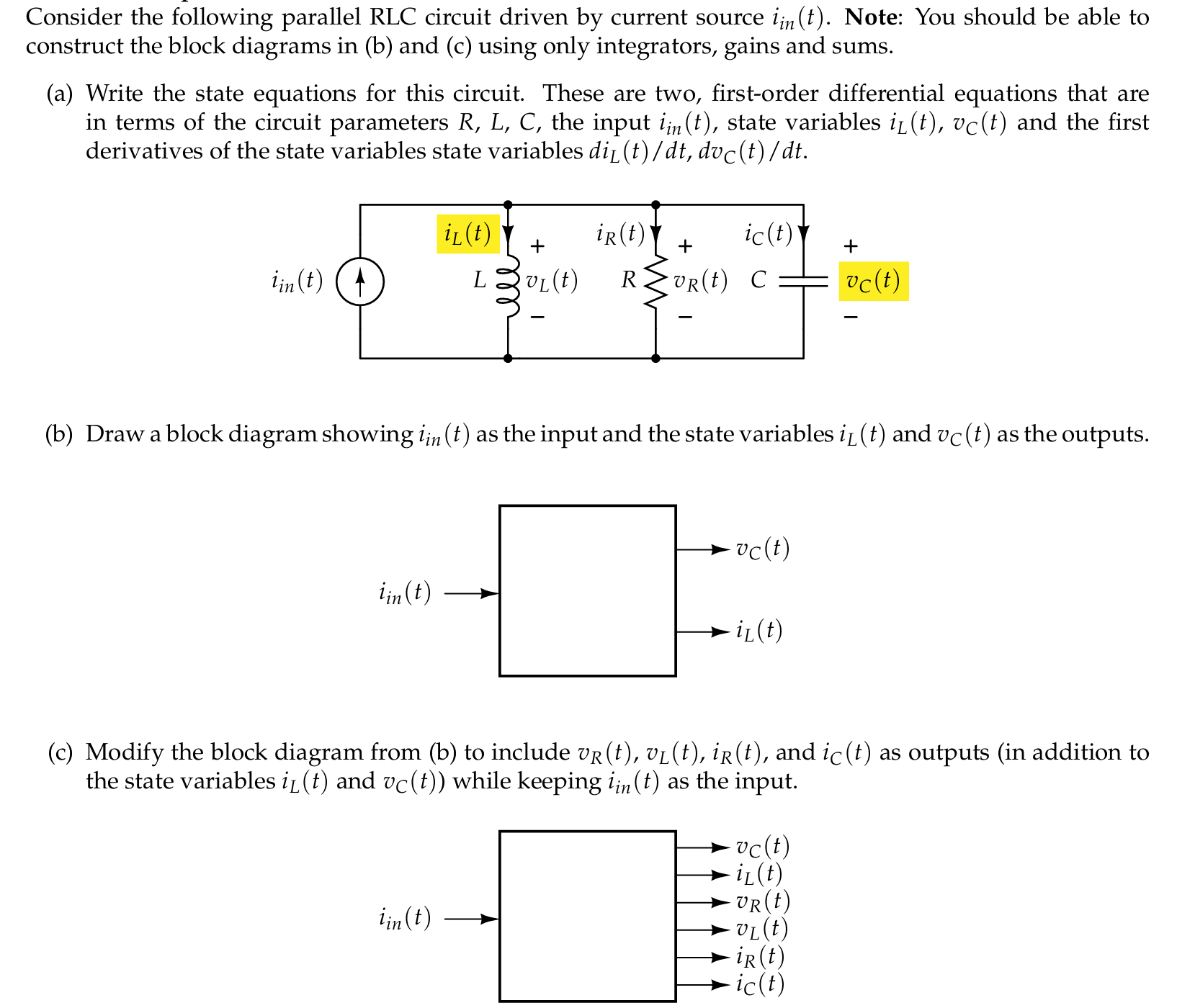 Consider the following parallel RLC circuit driven by | Chegg.com