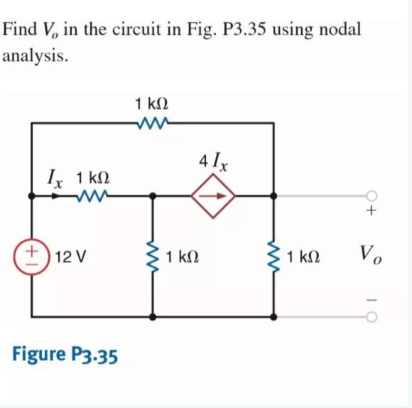 Solved Find V. in the circuit in Fig. P3.35 using nodal | Chegg.com