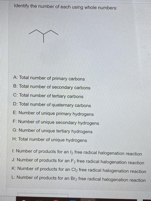 Solved Identify the number of each using whole numbers: A: | Chegg.com