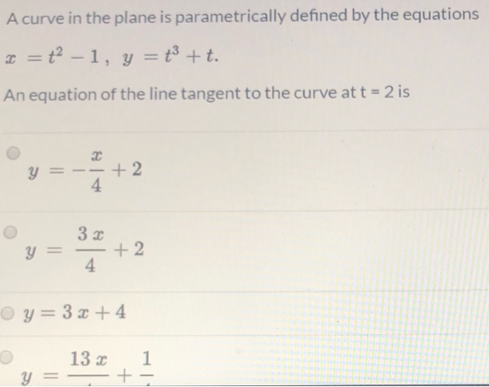 Solved A curve in the plane is parametrically defined by the | Chegg.com
