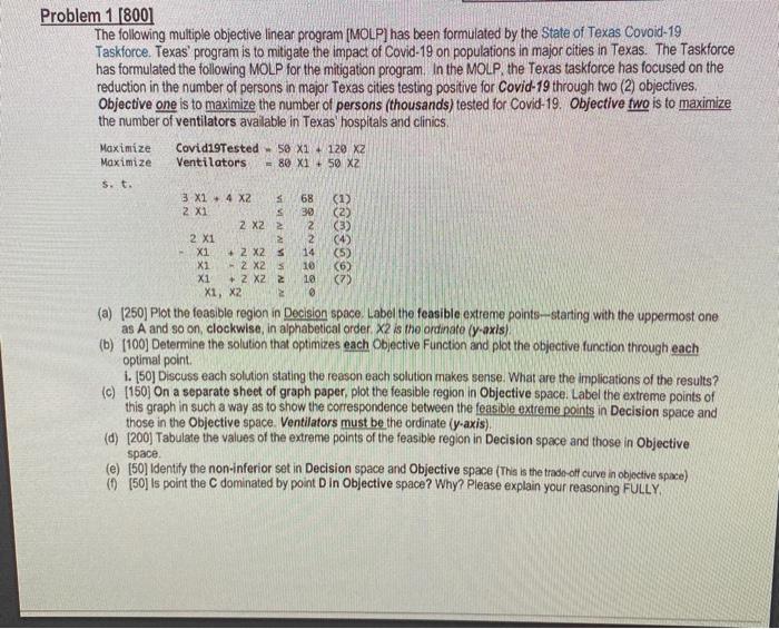 Problem 1 [8001 The following multiple objective | Chegg.com