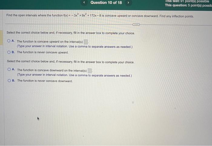 Solved Find the open intervals where the function | Chegg.com