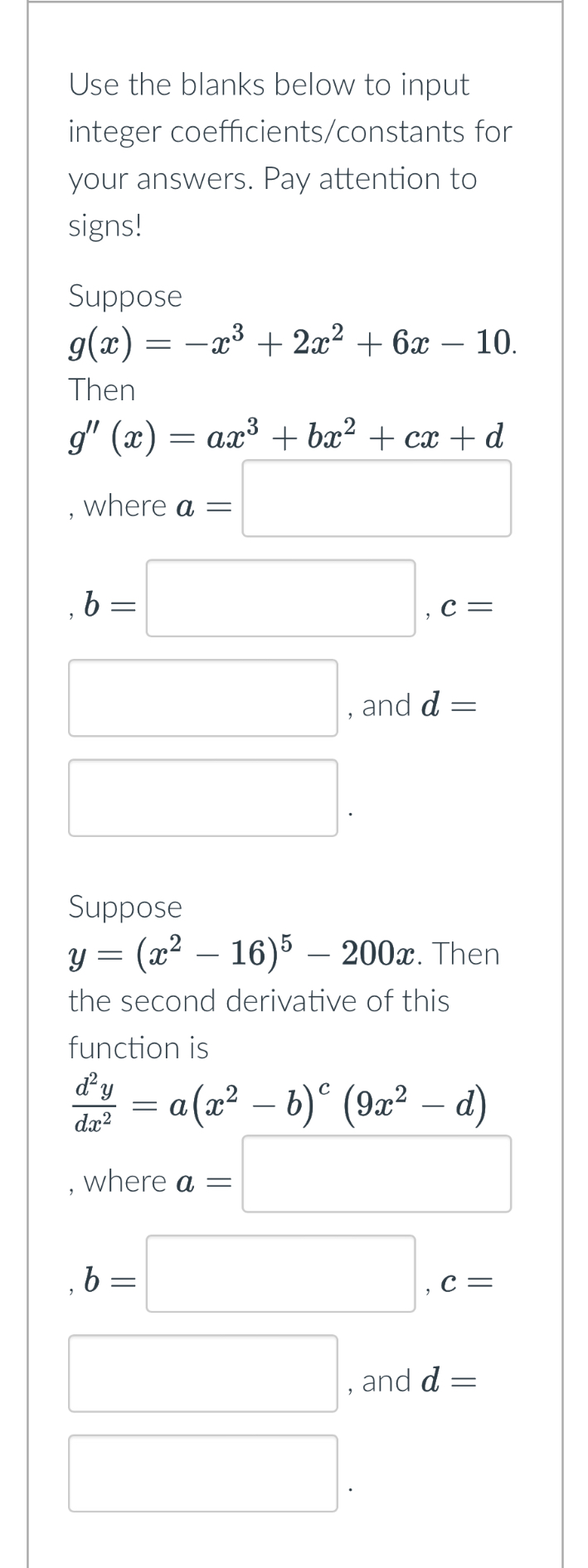 Solved Use the blanks below to input integer | Chegg.com