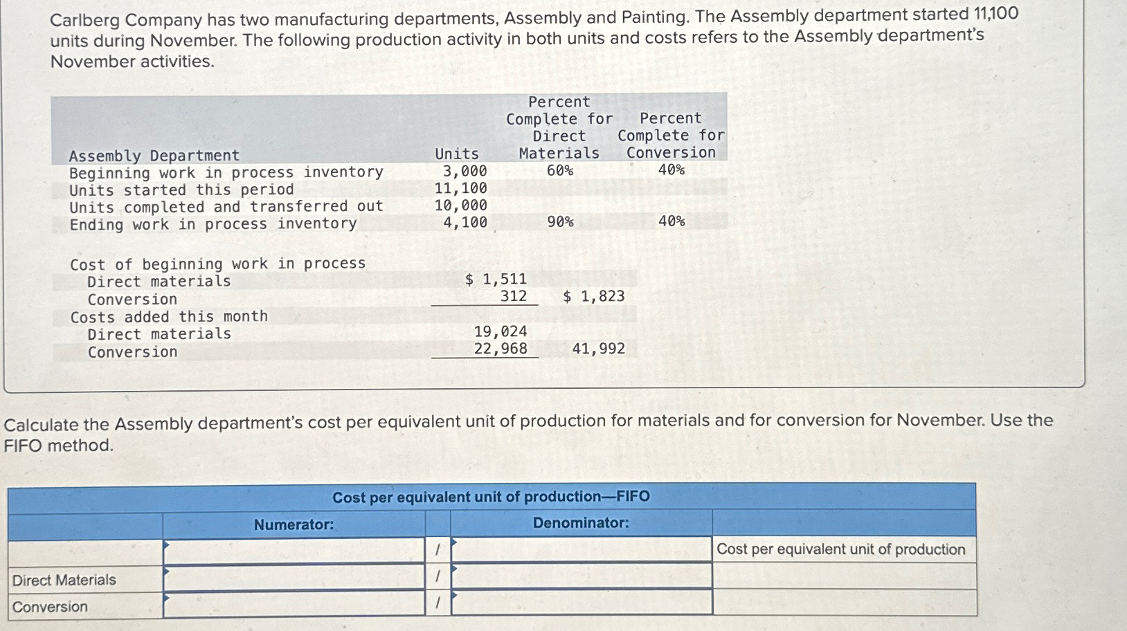 Solved Carlberg Company has two manufacturing departments, | Chegg.com
