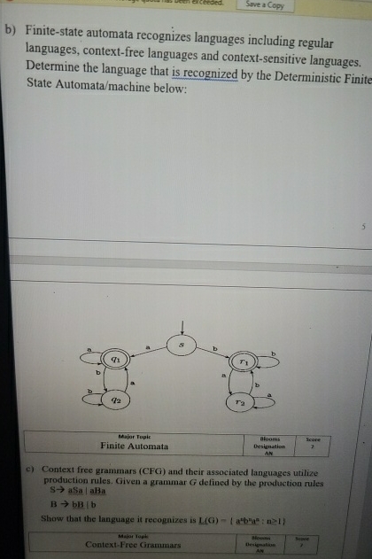 Solved b) ﻿Finite-state automata recognizes languages | Chegg.com