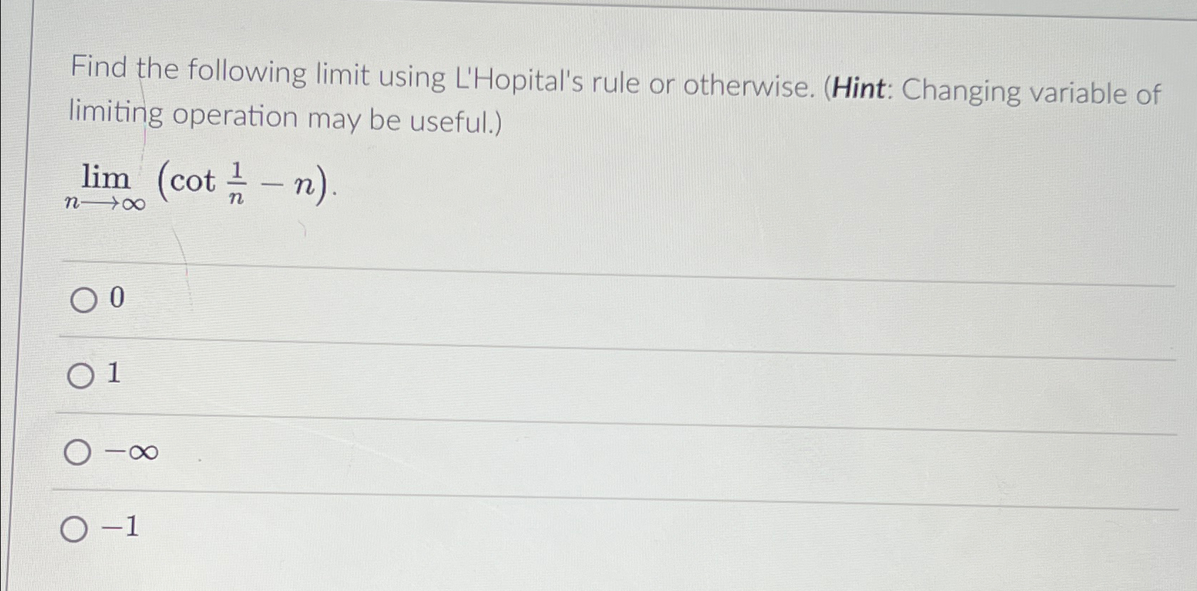 Solved Find the following limit using L'Hopital's rule or | Chegg.com