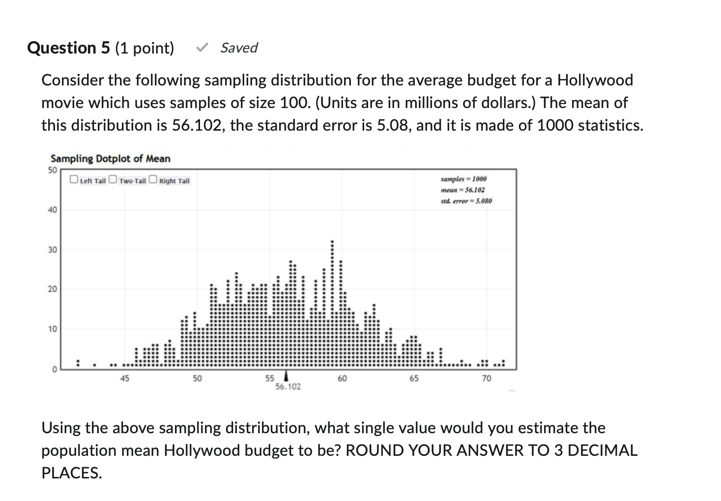Solved Consider the following sampling distribution for the | Chegg.com
