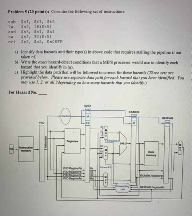 Solved Problem 5 (20 points): Consider the following set of | Chegg.com