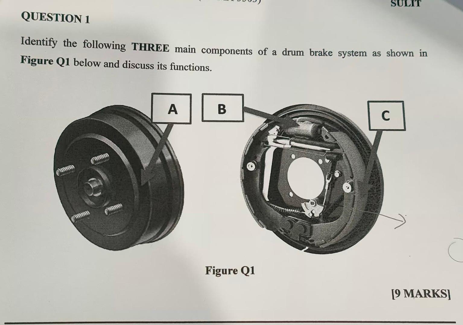 Solved Please help me to answer my vehicle braking system | Chegg.com