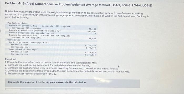 Solved Problem 4-16 (Algo) Comprehensive | Chegg.com
