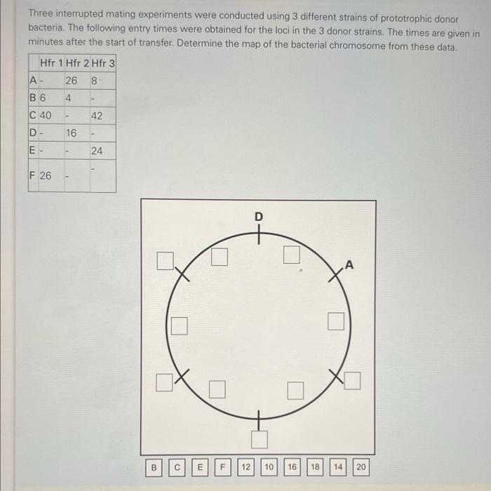 Solved Three interrupted mating experiments were conducted | Chegg.com