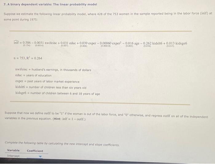 Solved 7 A Binary Dependent Variable The Linear 4279