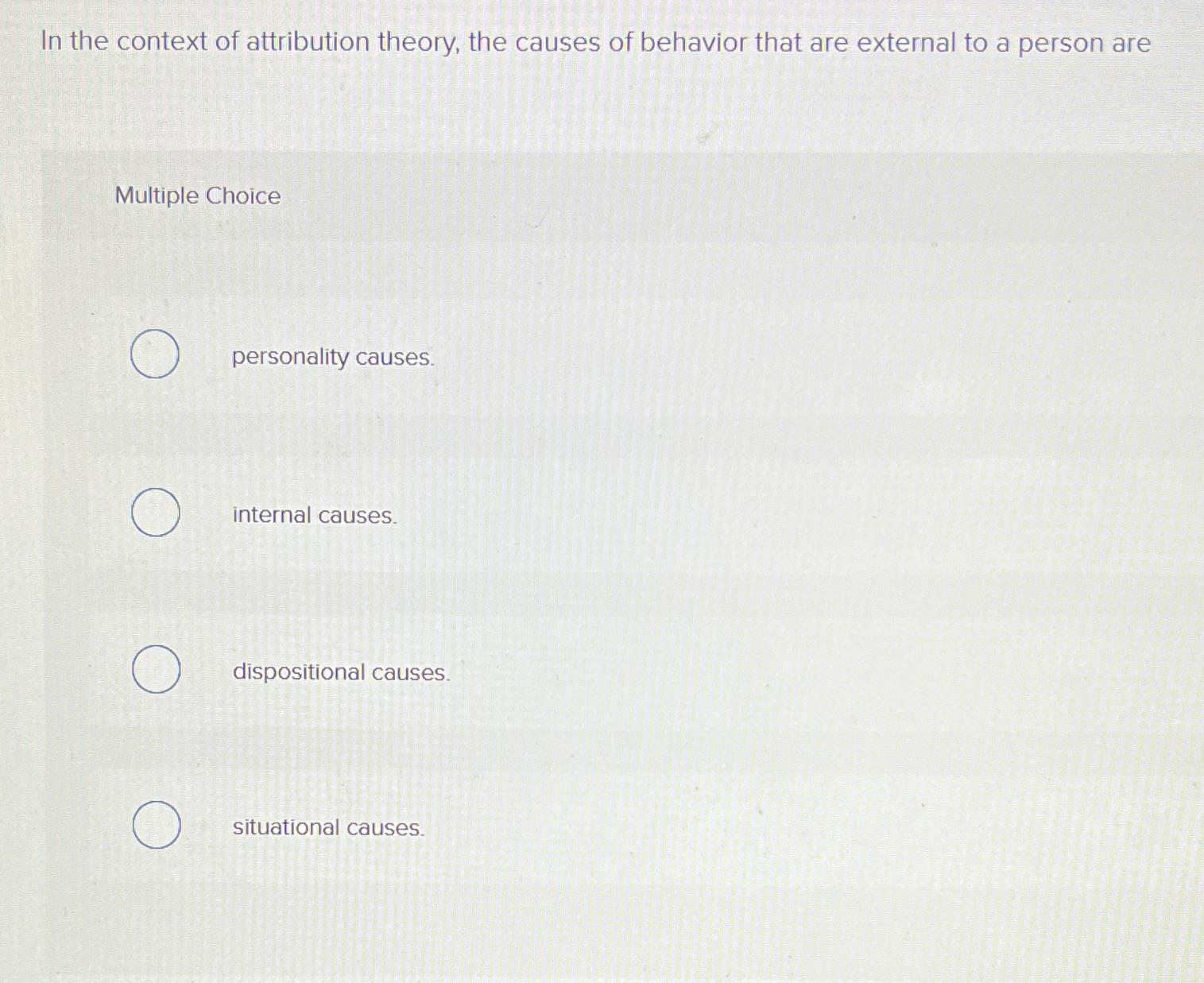 Solved In the context of attribution theory, the causes of | Chegg.com
