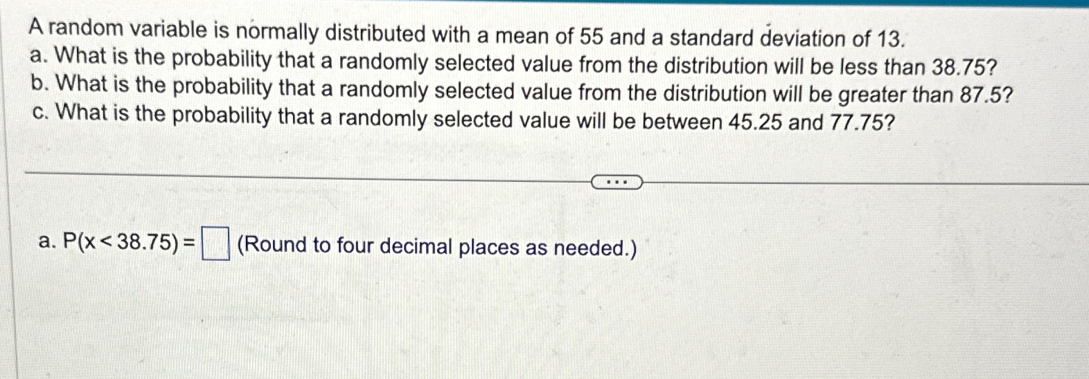 Solved A random variable is normally distributed with a mean | Chegg.com
