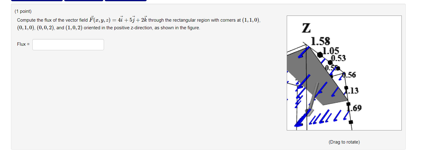 Solved (1 ﻿point)Compute the flux of the vector field | Chegg.com