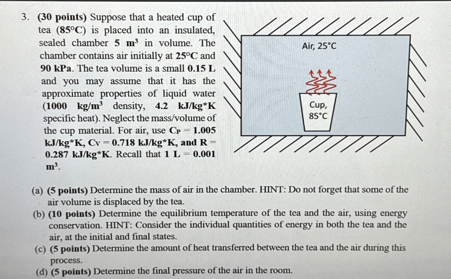 Solved ( 30 ﻿points) ﻿Suppose that a heated cup of tea | Chegg.com