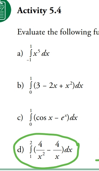 Solved Activity 5.4Evaluate the following | Chegg.com
