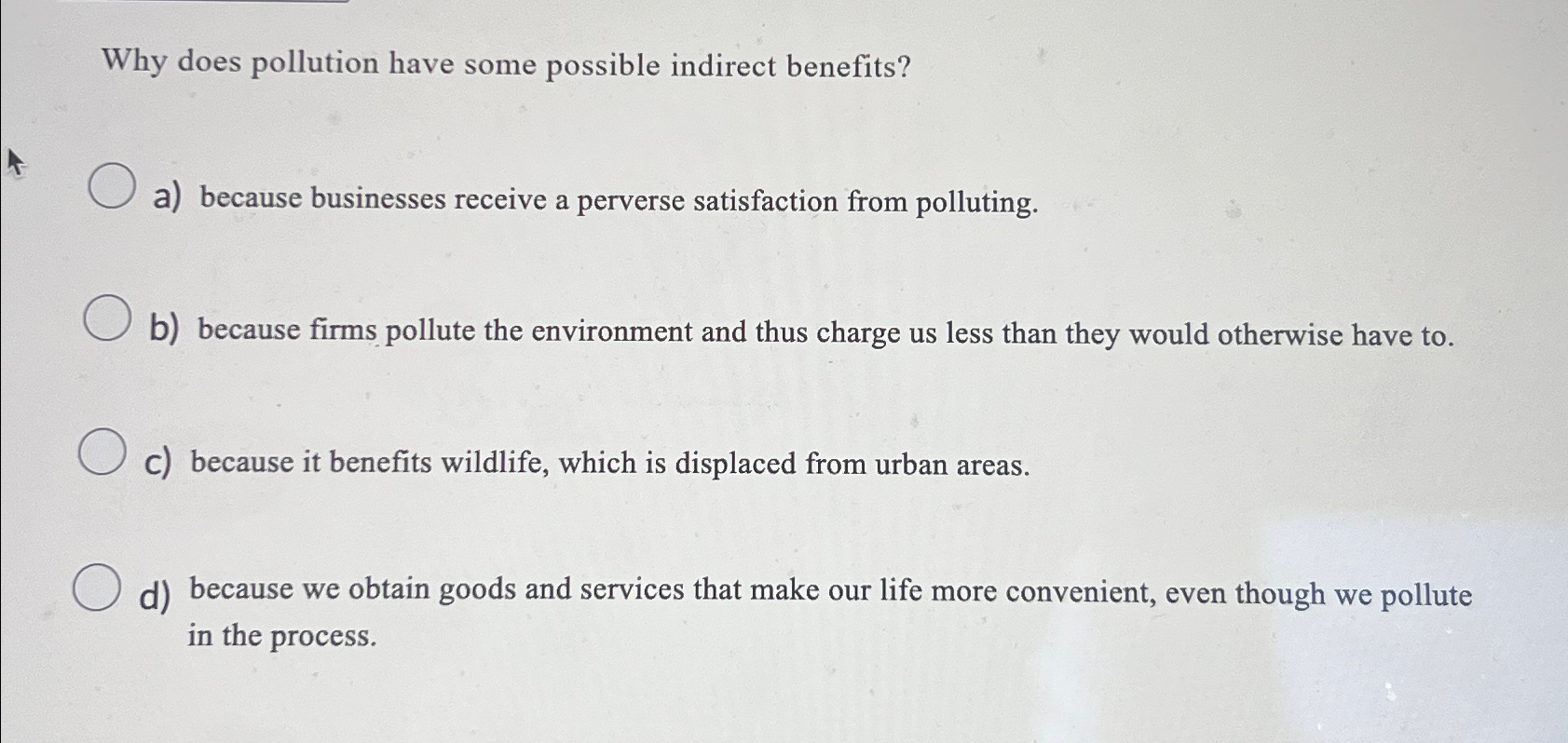 Solved Why does pollution have some possible indirect | Chegg.com