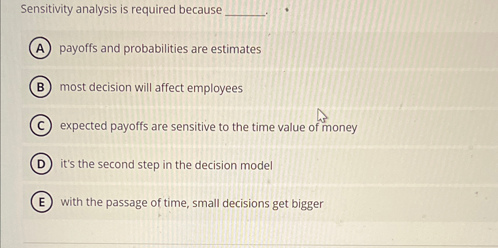 Solved Sensitivity analysis is required becausepayoffs and | Chegg.com