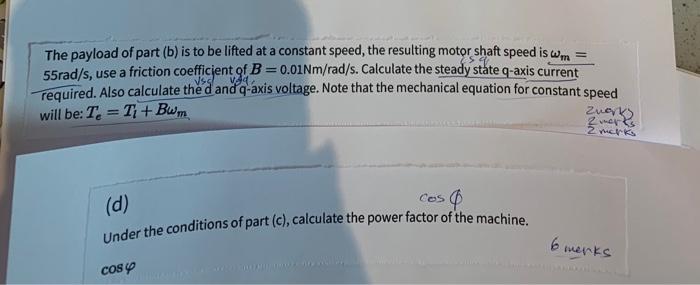 Solved The payload of part (b) is to be lifted at a constant | Chegg.com