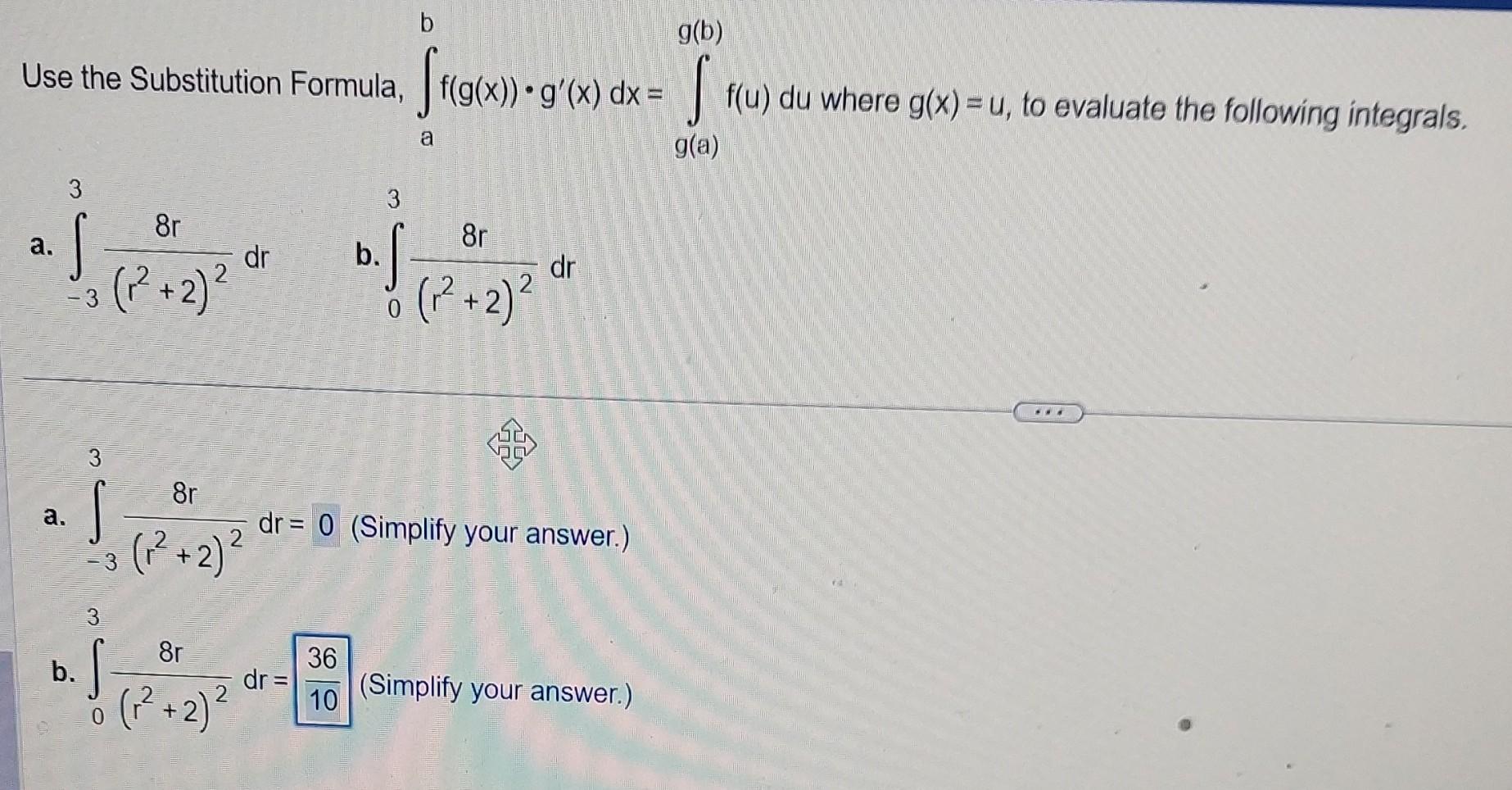 Solved Use the Substitution Formula, | Chegg.com