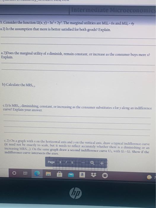 Solved Intermediate Microecon 3. Consider the function | Chegg.com