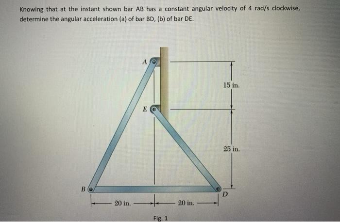 Solved Knowing that at the instant shown bar AB has a | Chegg.com