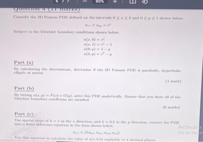 Consider the 2D Poisson PDE defined on the intervals | Chegg.com